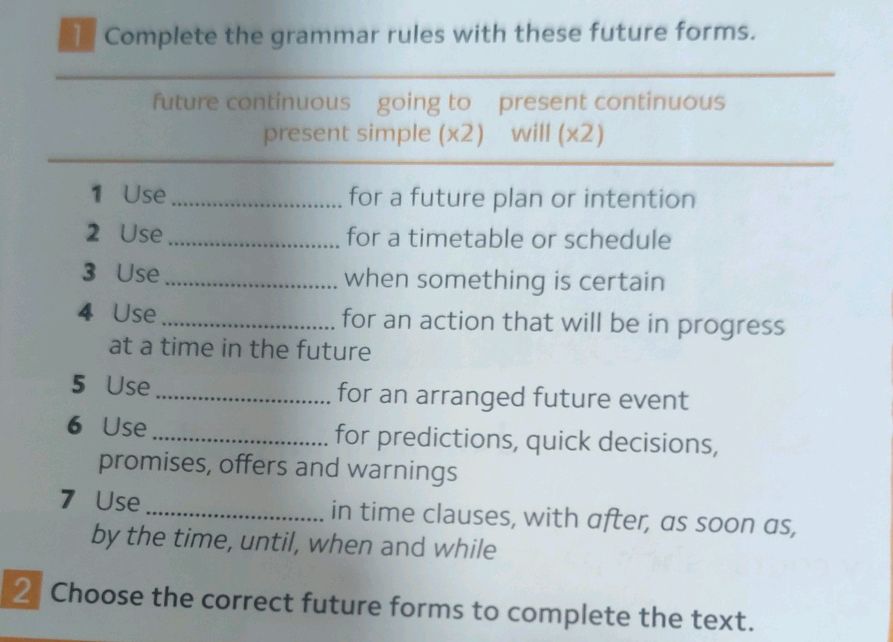 1 Complete the grammar rules with these | StudyX