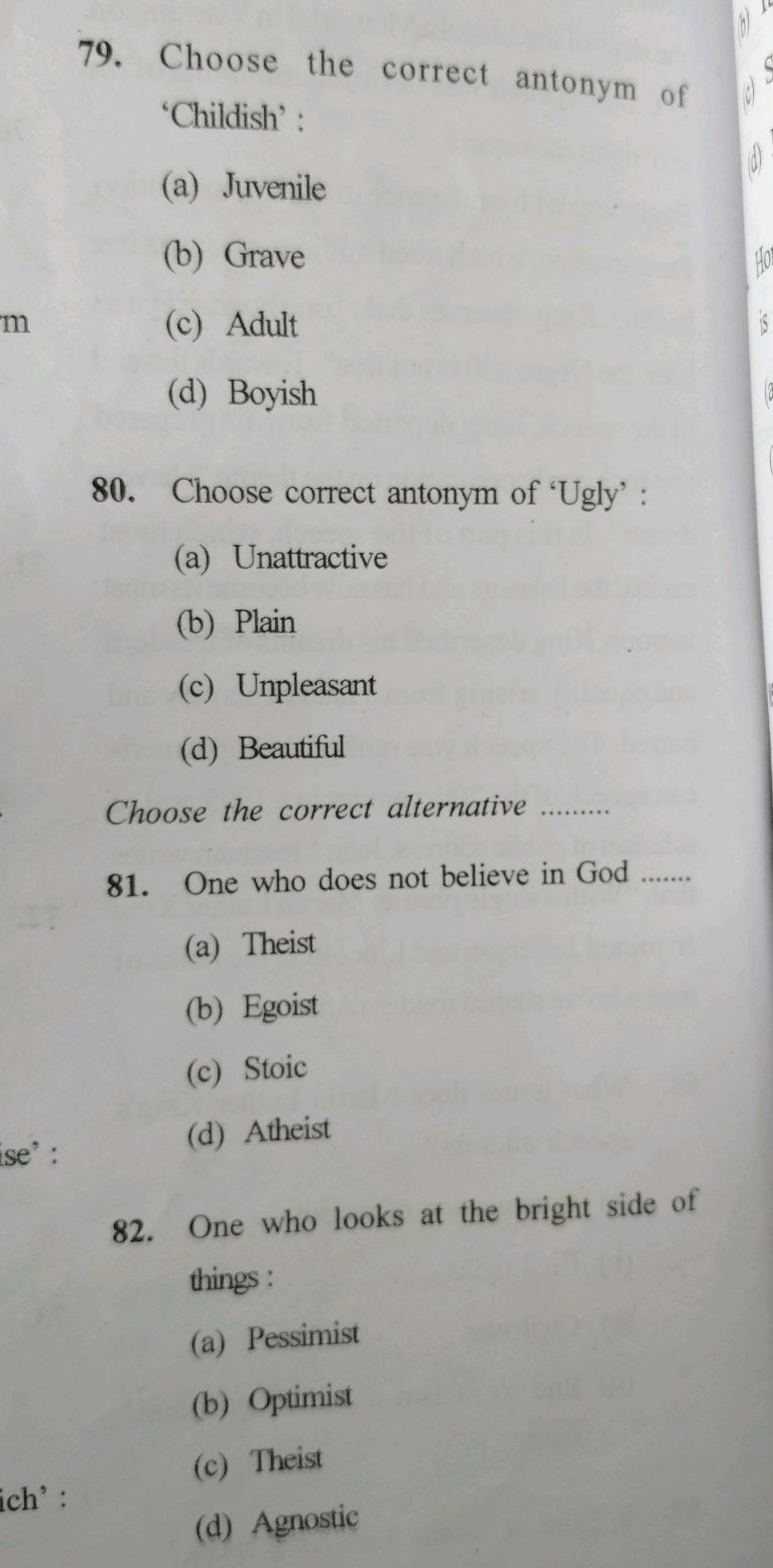 79. Choose the correct antonym of | StudyX