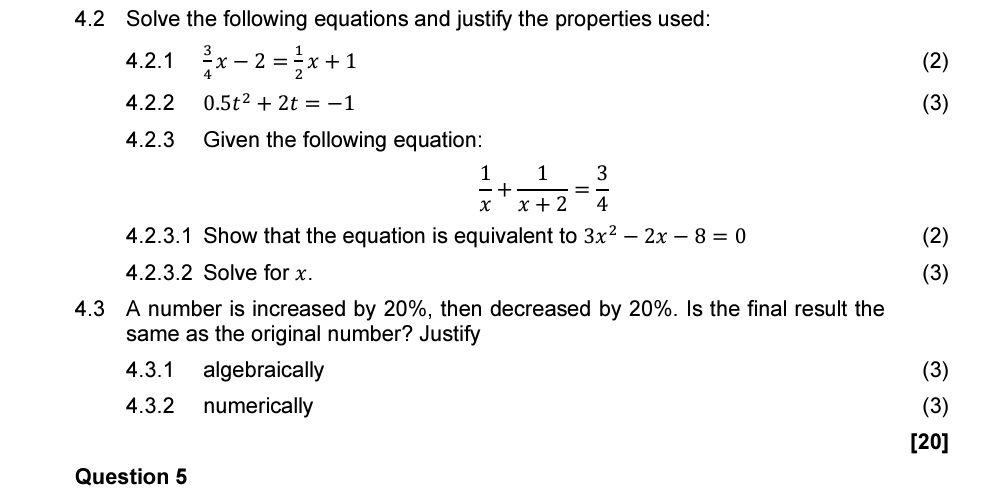 4.2 Solve the following equations and | StudyX