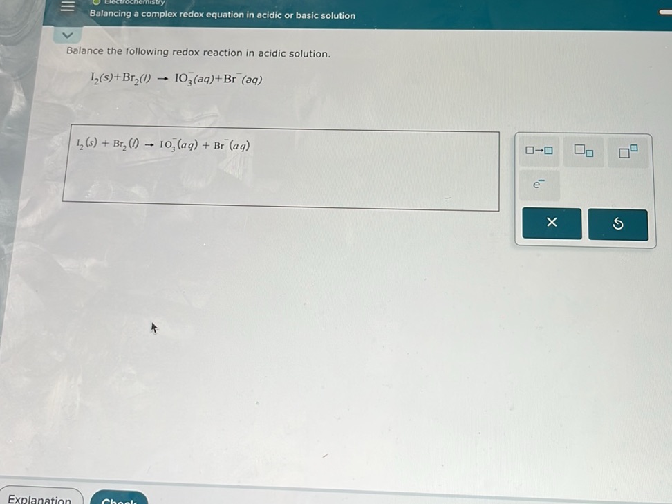 Balance the following redox reaction in | StudyX