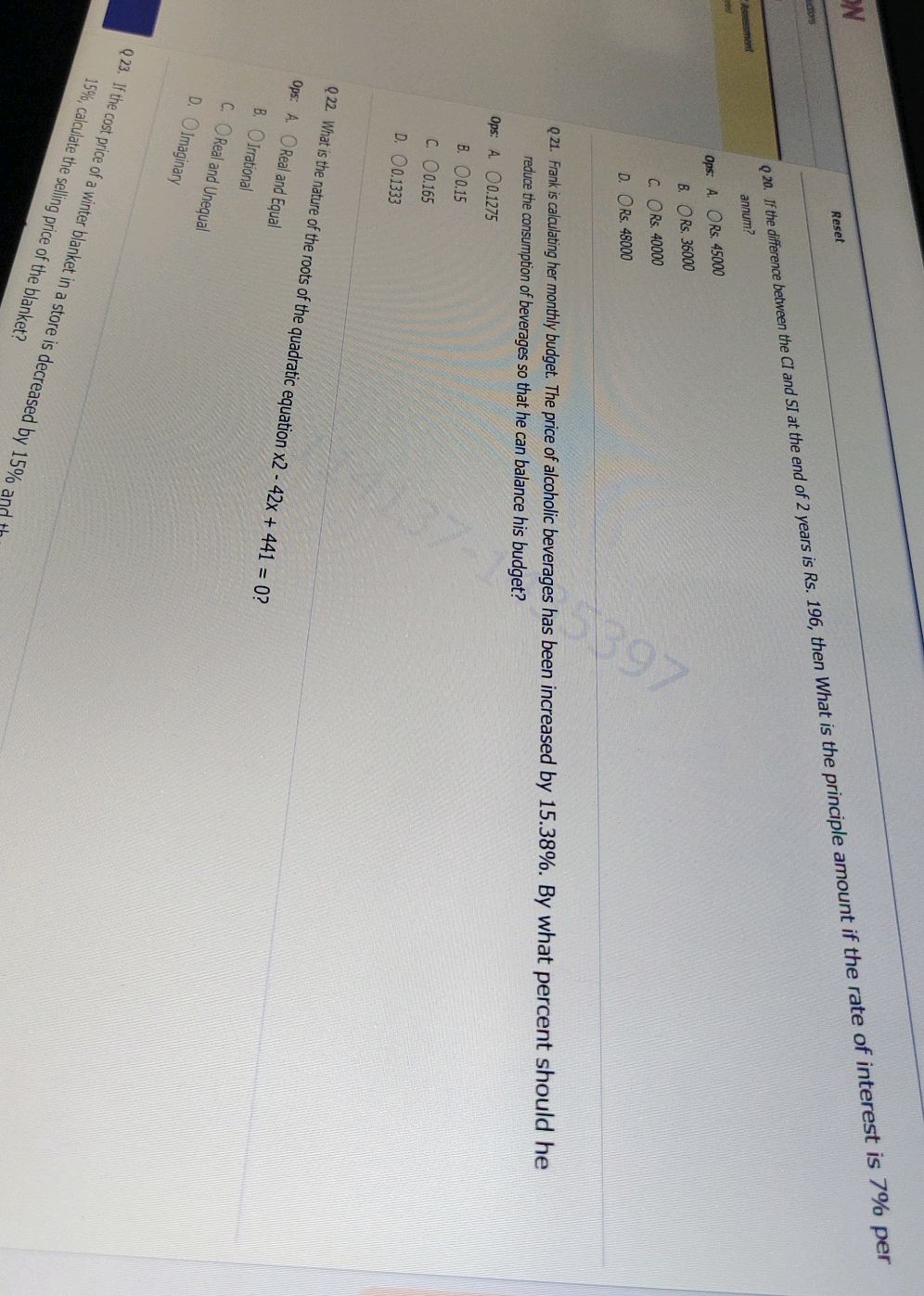 Q20. If the difference between the CI and SI | StudyX