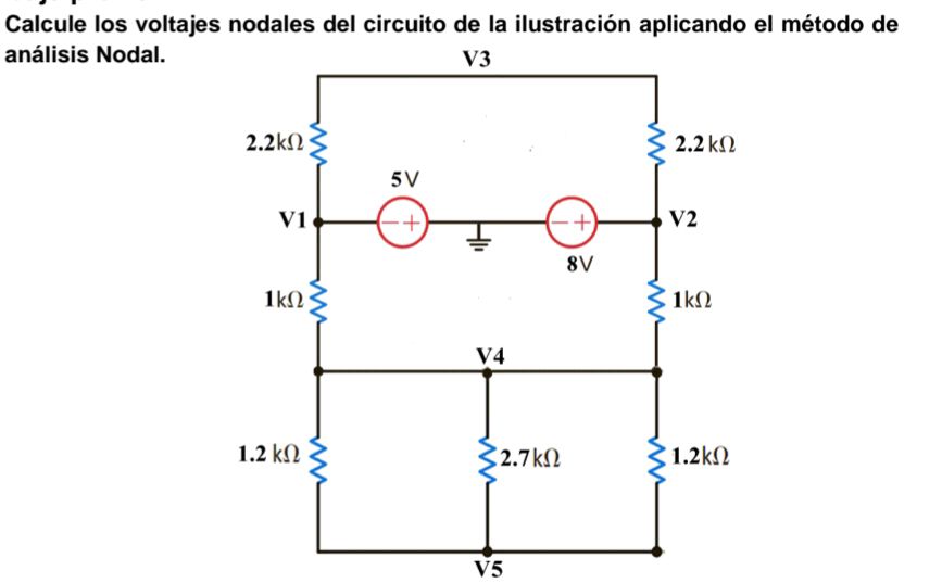 Calcule los voltajes nodales del circuito de | StudyX