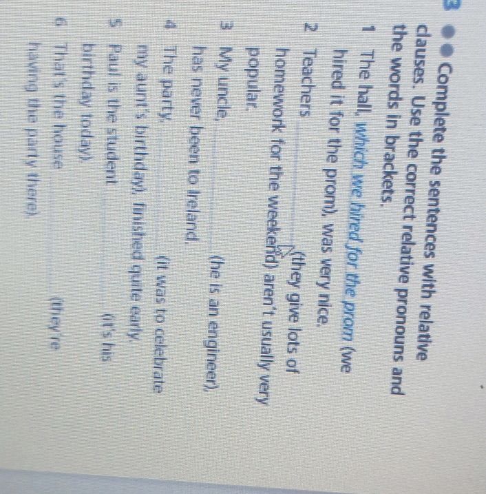 Complete the sentences with relative | StudyX