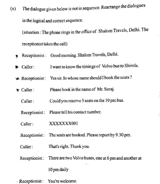 The dialogue given below is not in sequence. | StudyX