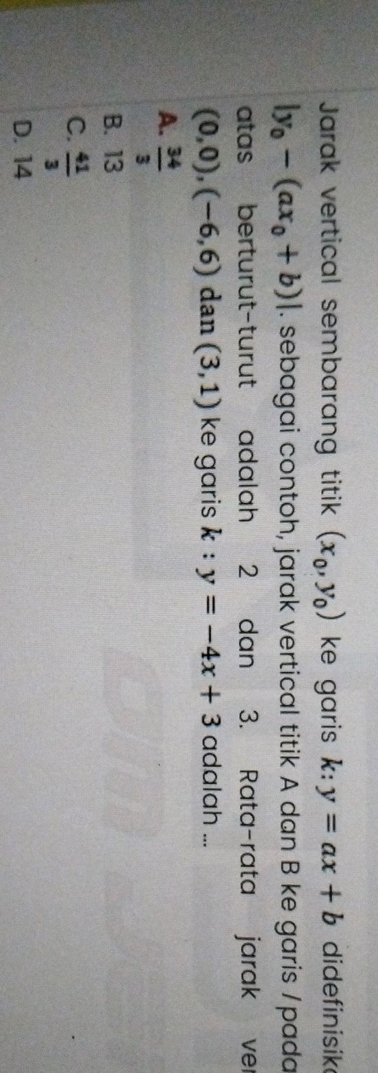 Jarak vertical sembarang titik $(x_0, y_0)$ | StudyX