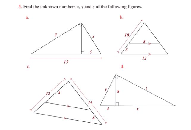 5. Find the unknown numbers x, y and z of | StudyX