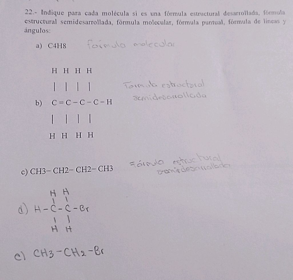22.- Indique para cada molécula si es una | StudyX
