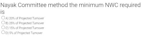 Nayak Committee method the minimum NWC | StudyX