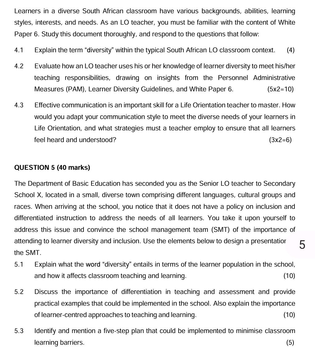 4.1 Explain the term "diversity" within the | StudyX
