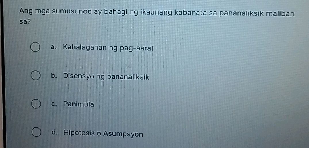 Ang mga sumusunod ay bahagi ng ikaunang | StudyX