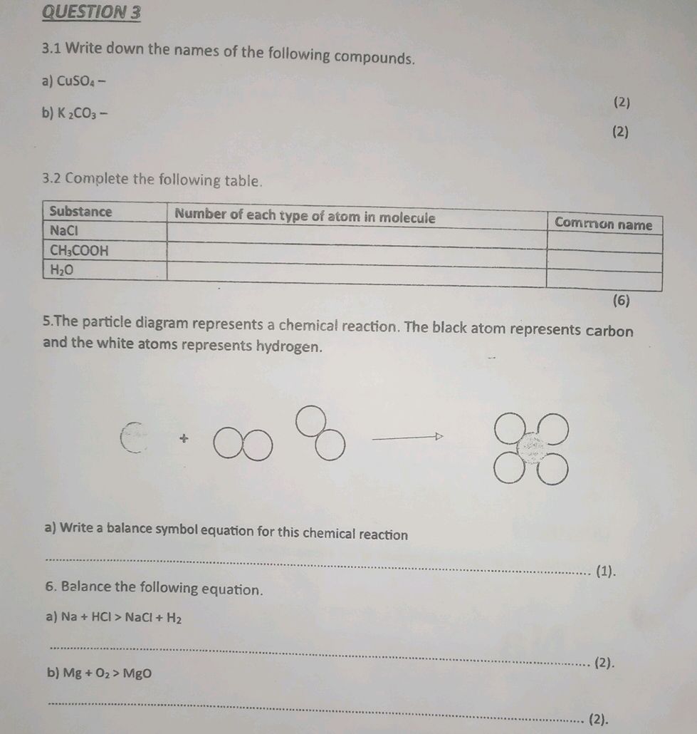3.1 Write down the names of the following | StudyX