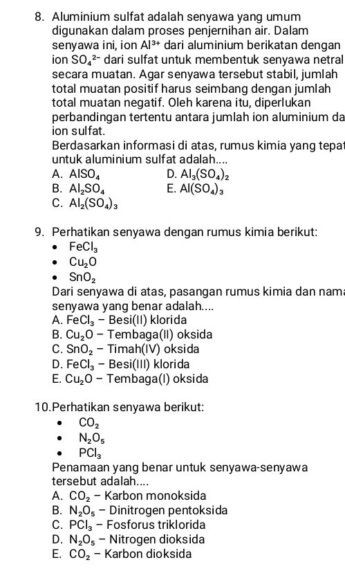 8. Aluminium sulfat adalah senyawa yang umum | StudyX