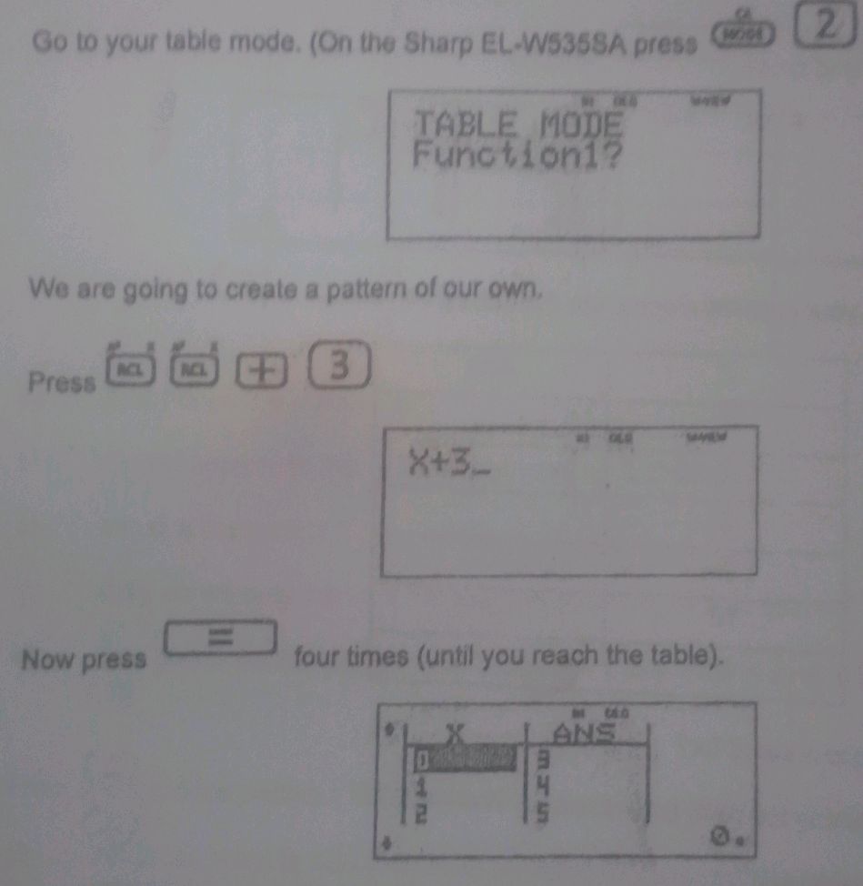 Go to your table mode. (On the Sharp | StudyX