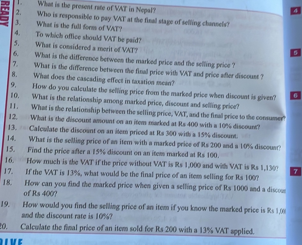 1. What is the present rate of VAT in Nepal? | StudyX