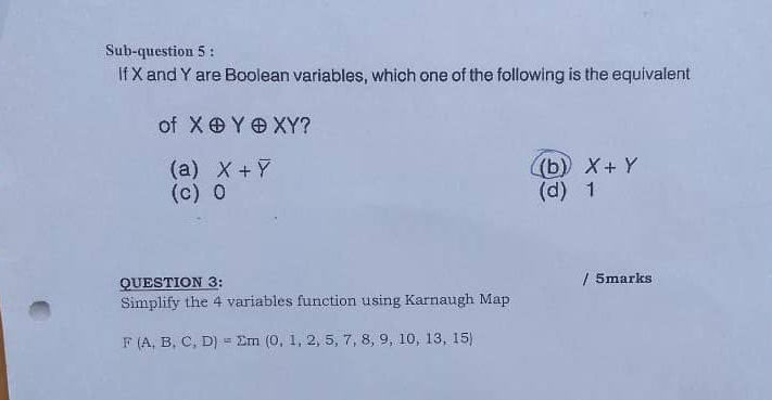 Sub-question 5: If X and Y are Boolean | StudyX