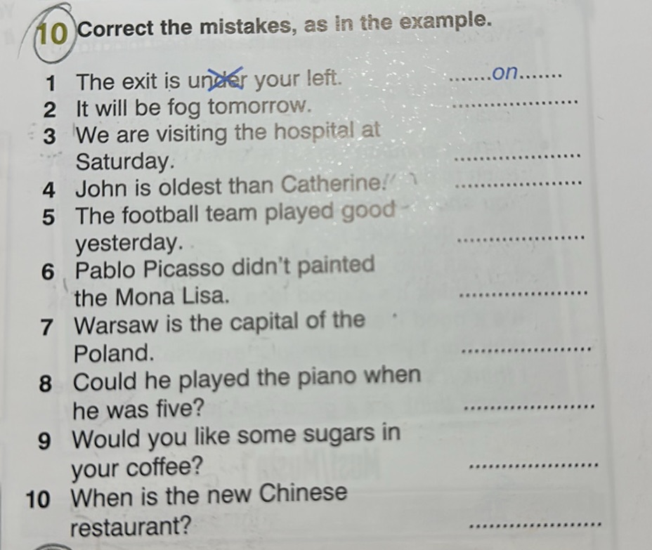 Correct the mistakes, as in the example. 1 | StudyX