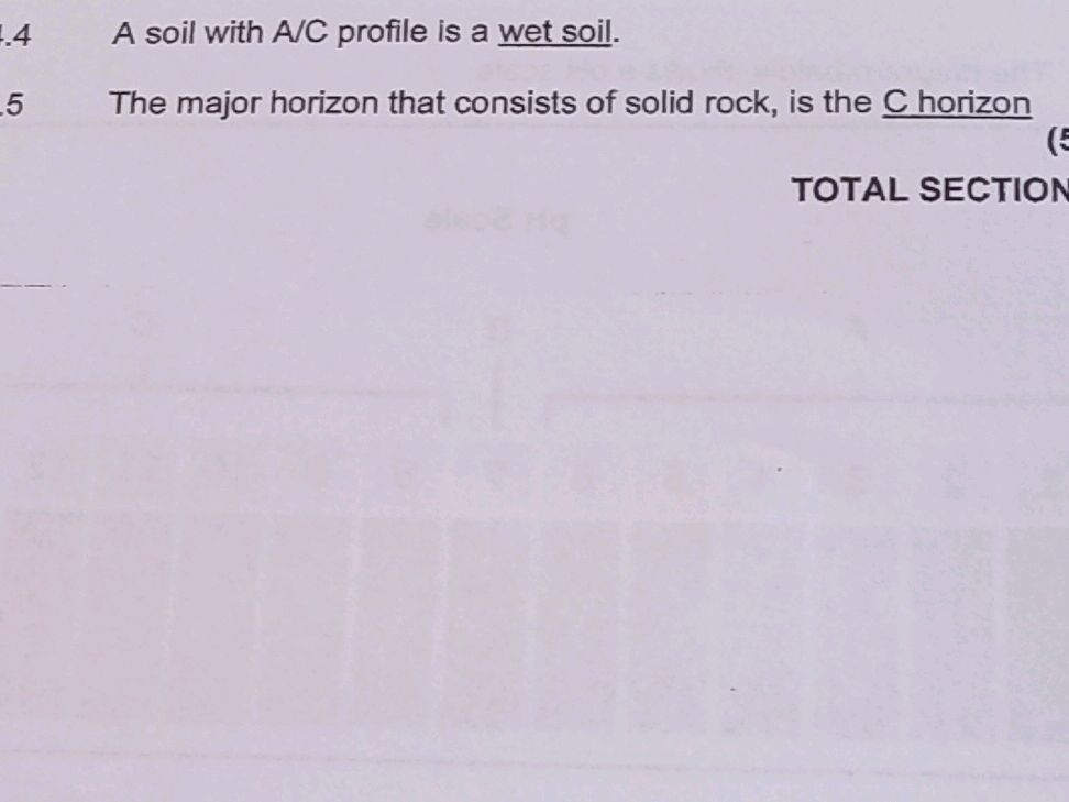 A soil with A/C profile is a wet soil. The | StudyX