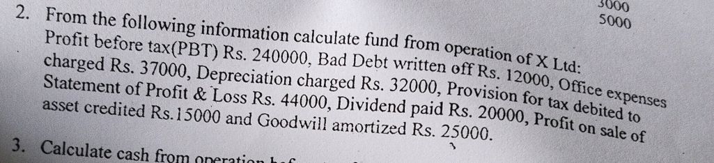 2. From the following information calculate | StudyX