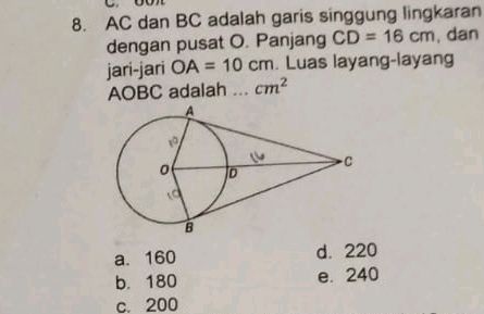 8. AC dan BC adalah garis singgung lingkaran | StudyX