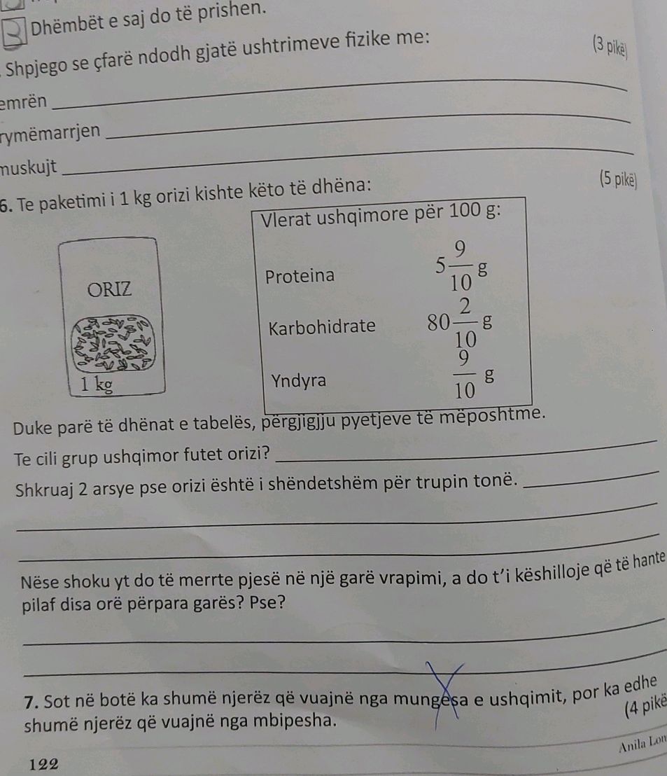 6. Te paketimi i 1 kg orizi kishte këto të | StudyX