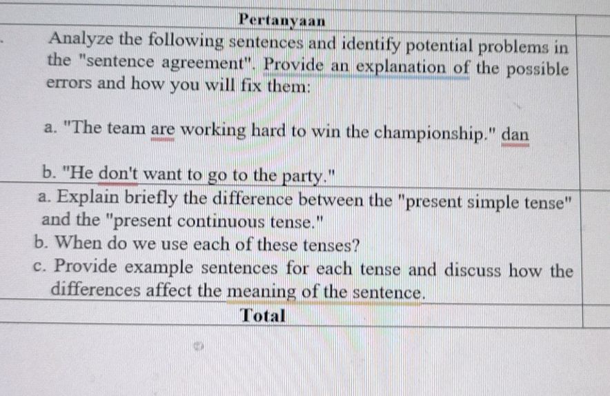 Analyze the following sentences and identify | StudyX