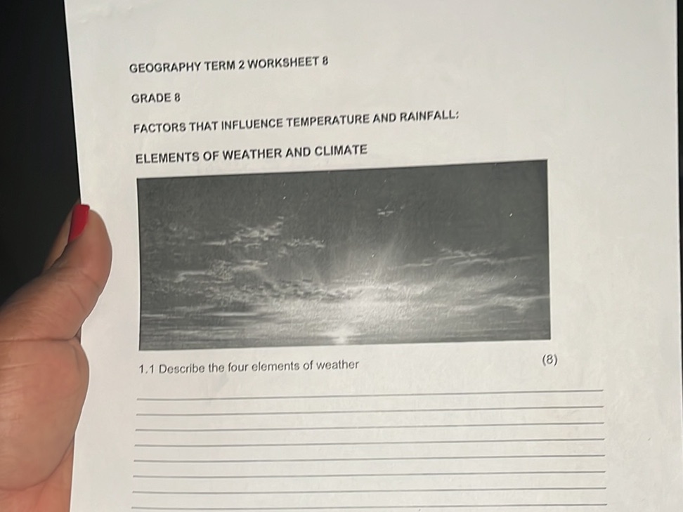 1.1 Describe the four elements of weather | StudyX