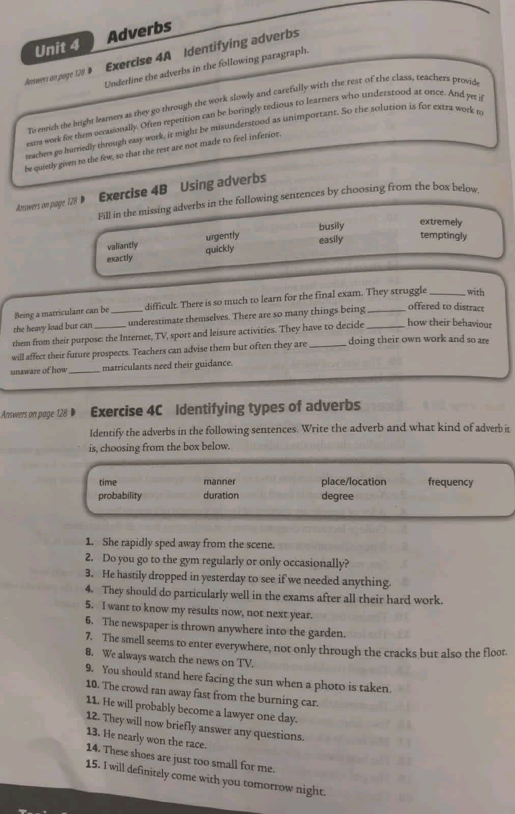 Exercise 4A Identifying adverbs Underline | StudyX