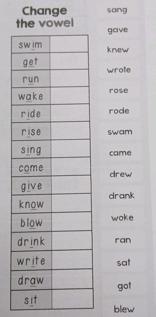 Change the vowel | | | | :---- | StudyX