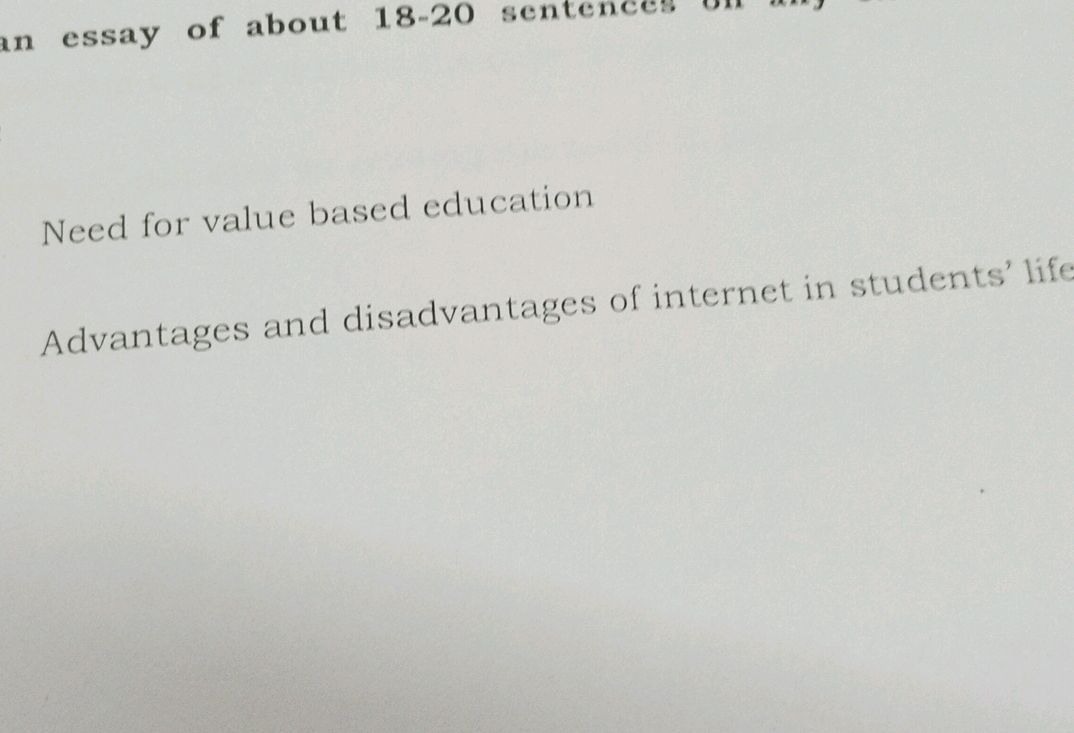 Need for value based education Advantages | StudyX