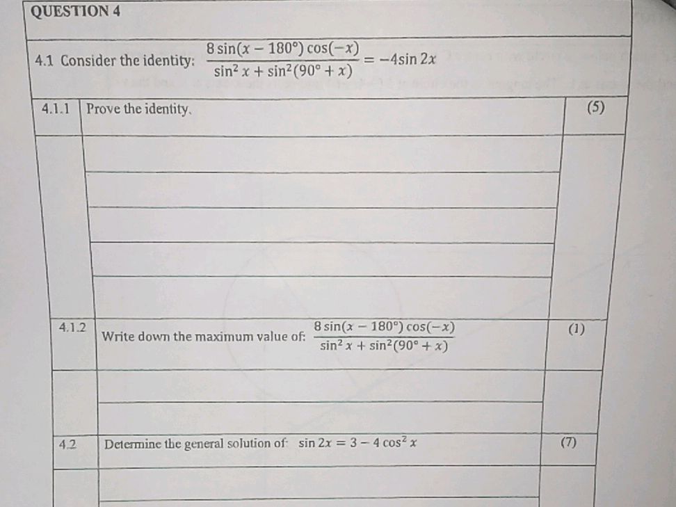 4.1 Consider the identity: {8 (x - 180^ ) | StudyX