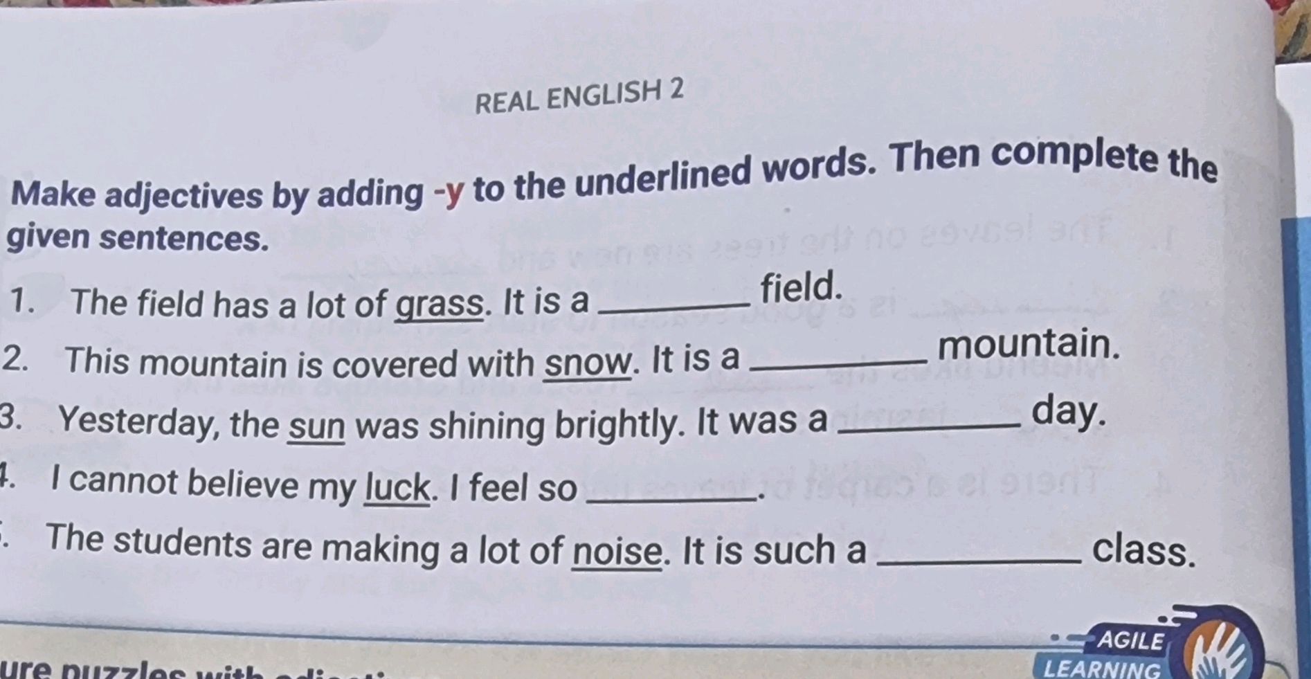 Make adjectives by adding -y to the | StudyX