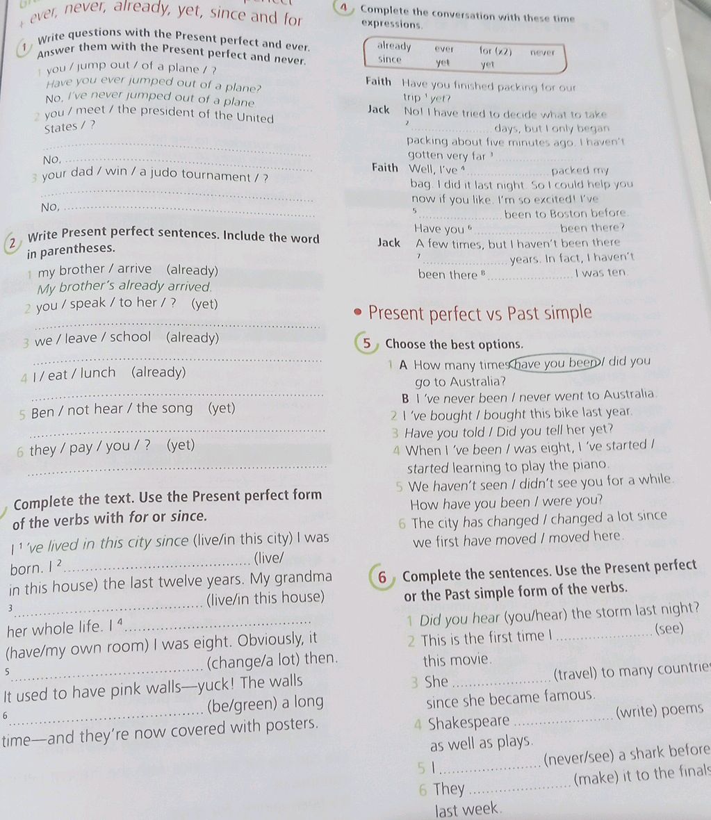 1 Write questions with the Present perfect | StudyX