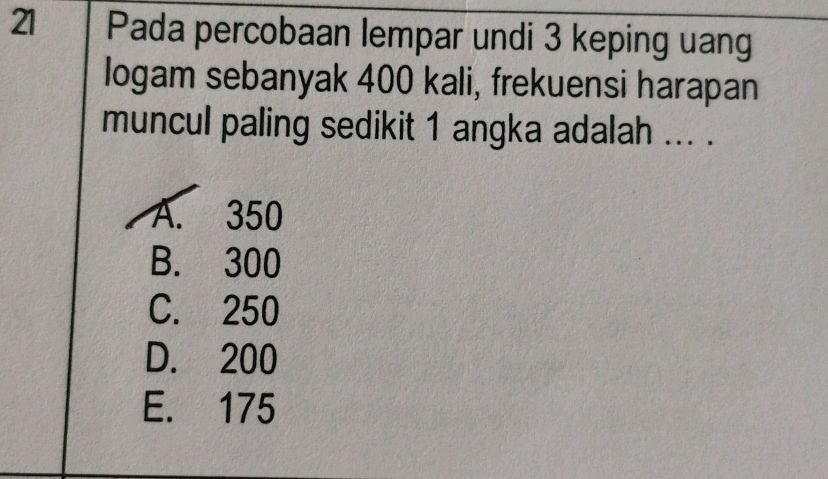 Pada percobaan lempar undi 3 keping uang | StudyX