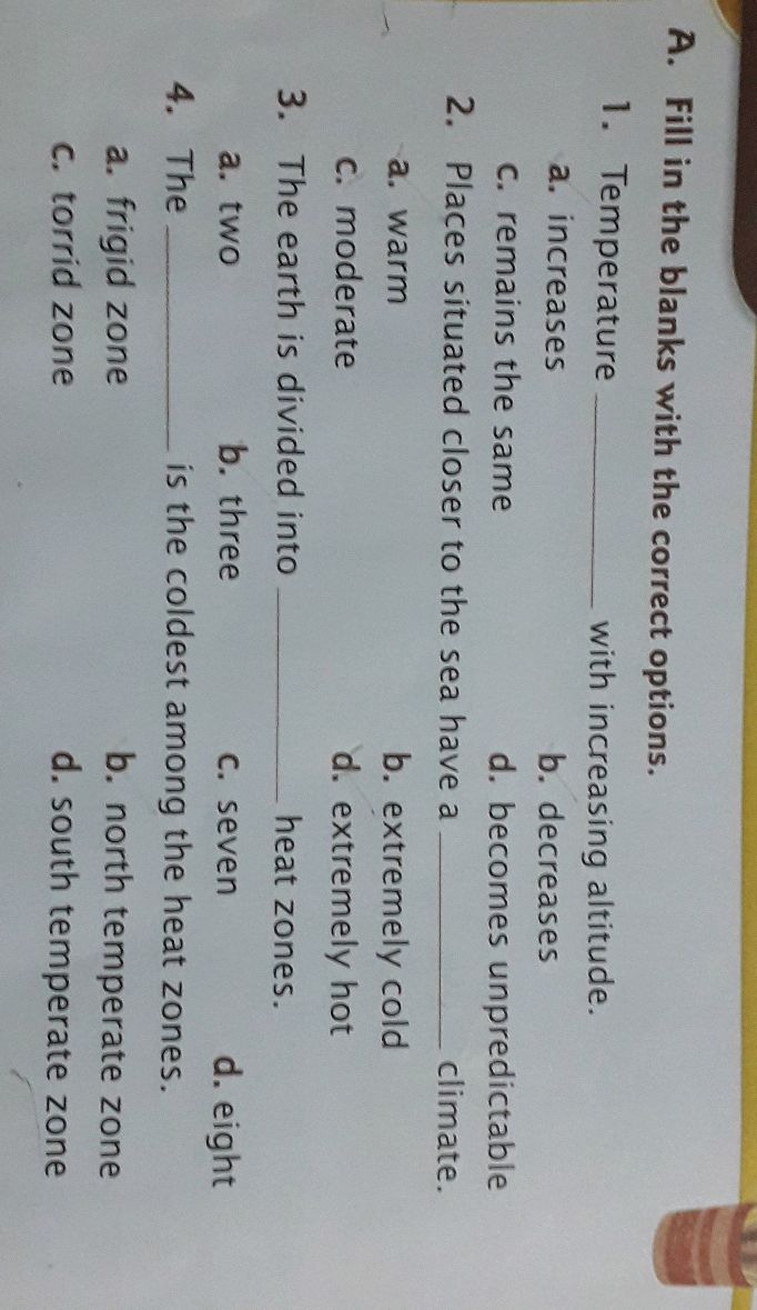 A. Fill in the blanks with the correct | StudyX