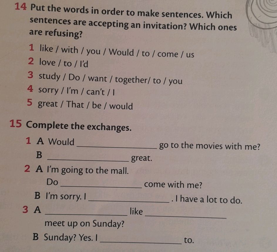 14 Put the words in order to make sentences. | StudyX