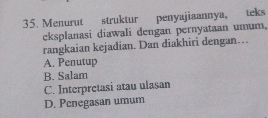 35. Menurut struktur penyajiaannya, teks | StudyX
