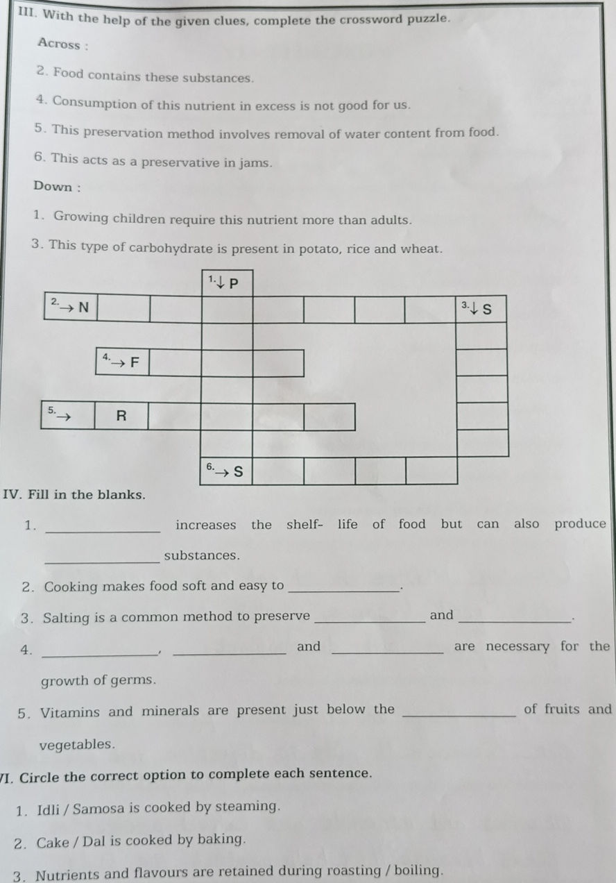 III. With the help of the given clues, | StudyX