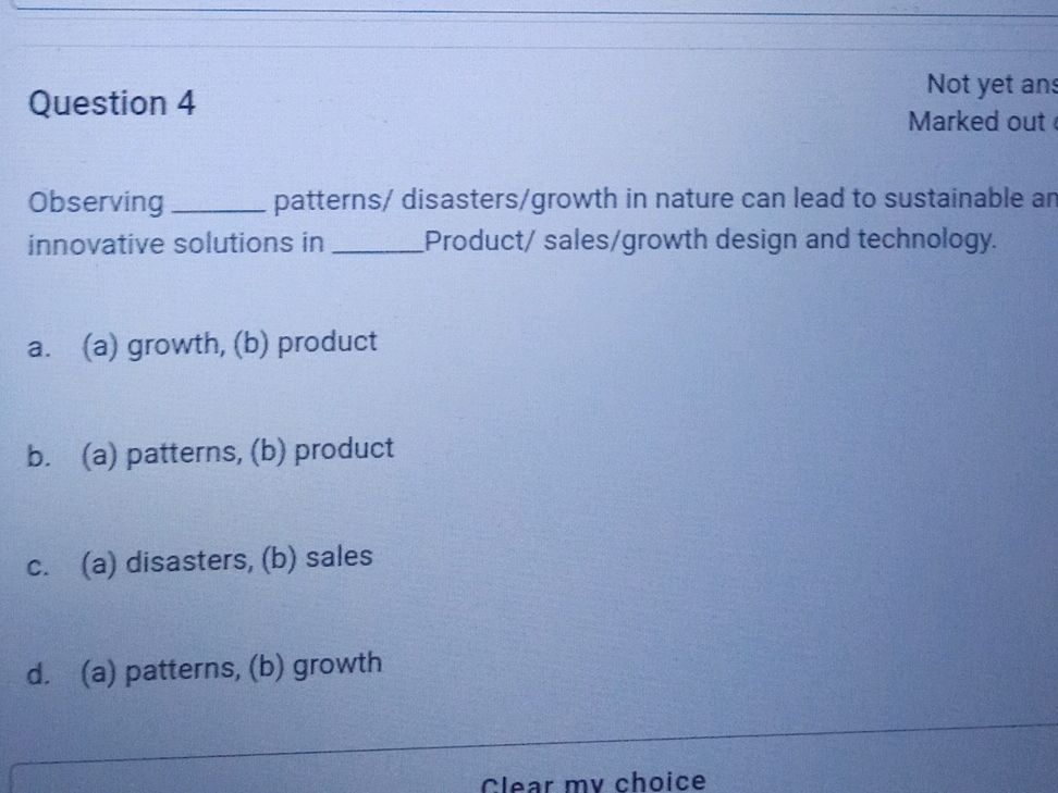 Question 4 Observing ______ patterns/ | StudyX