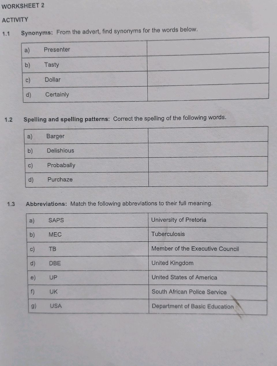 1.1 Synonyms: From the advert, find synonyms | StudyX