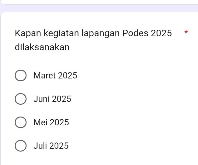Kapan kegiatan lapangan Podes 2025 | StudyX