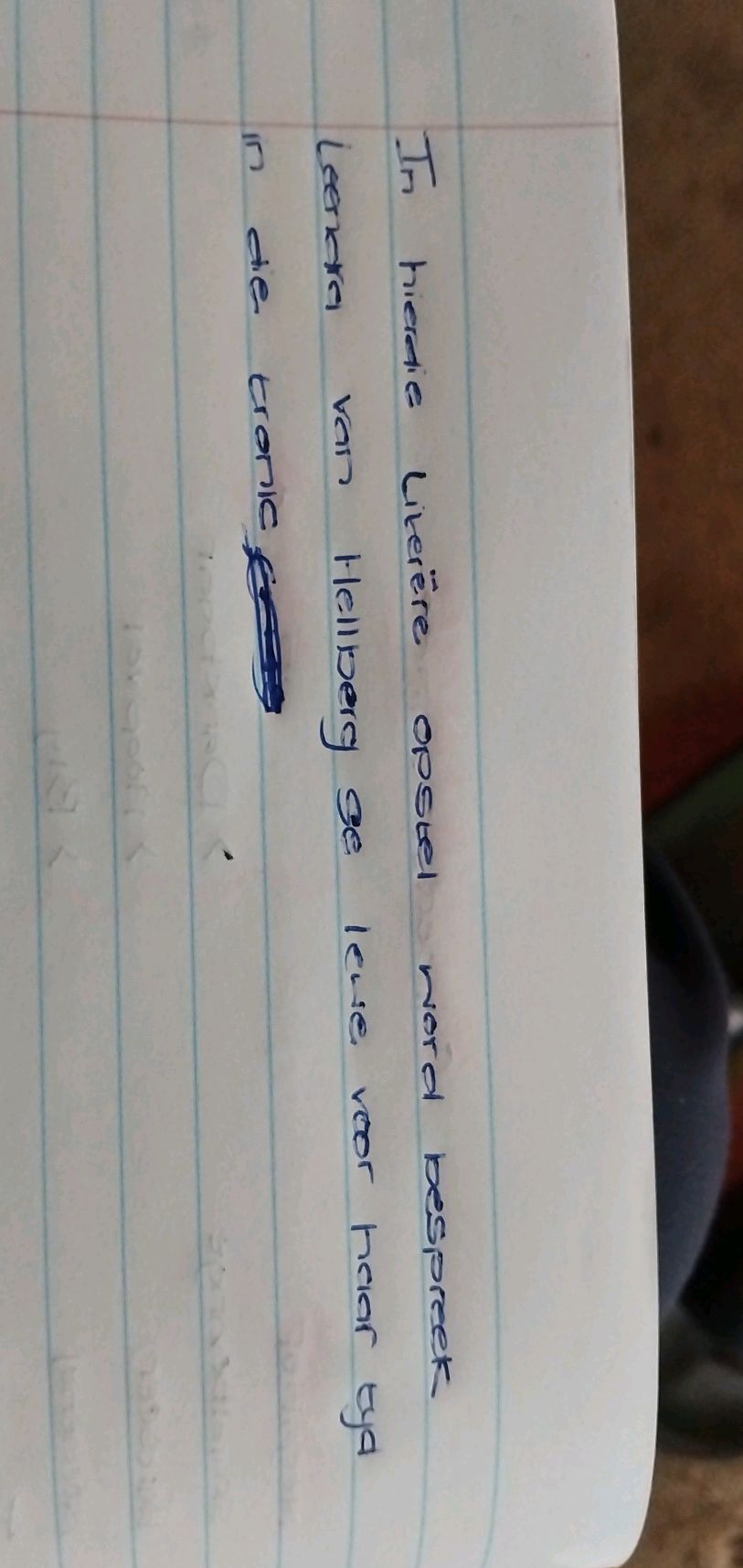 In hierdie Literêre opstel word Hellberg se | StudyX