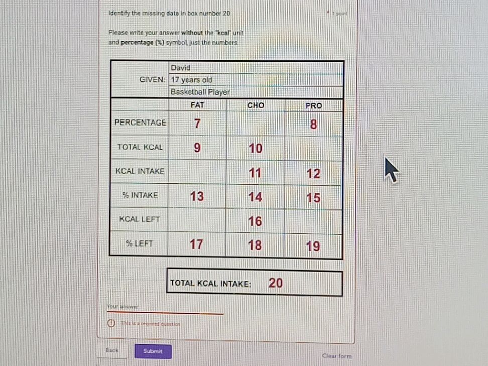 Identify the missing data in box number 20 | StudyX