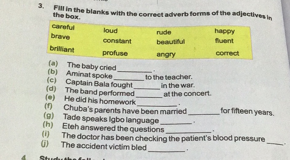 3. Fill in the blanks with the correct | StudyX