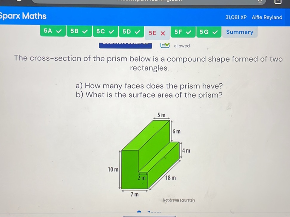 The cross-section of the prism below is a | StudyX