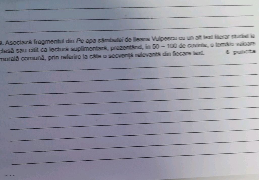 9. Asociază fragmentul din Pe apa sâmbetei | StudyX
