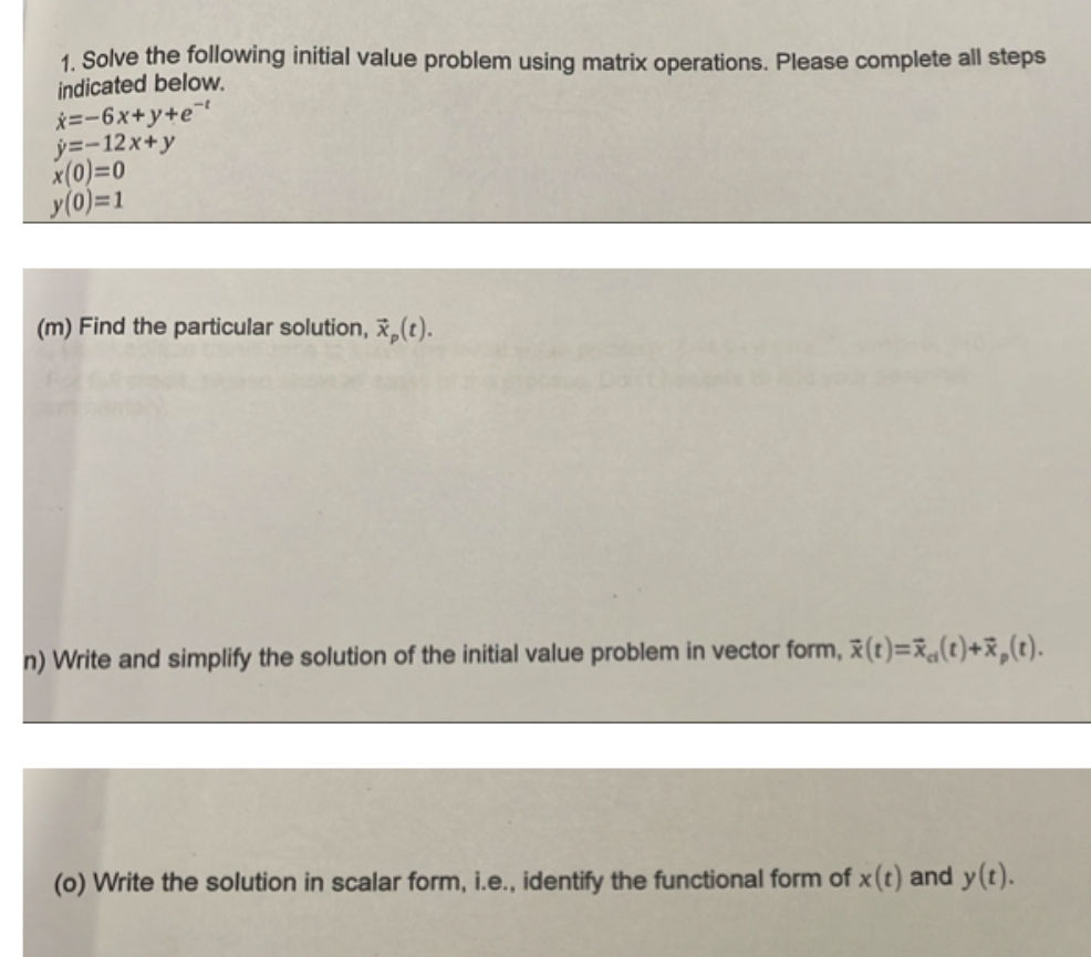 1. Solve the following initial value problem | StudyX