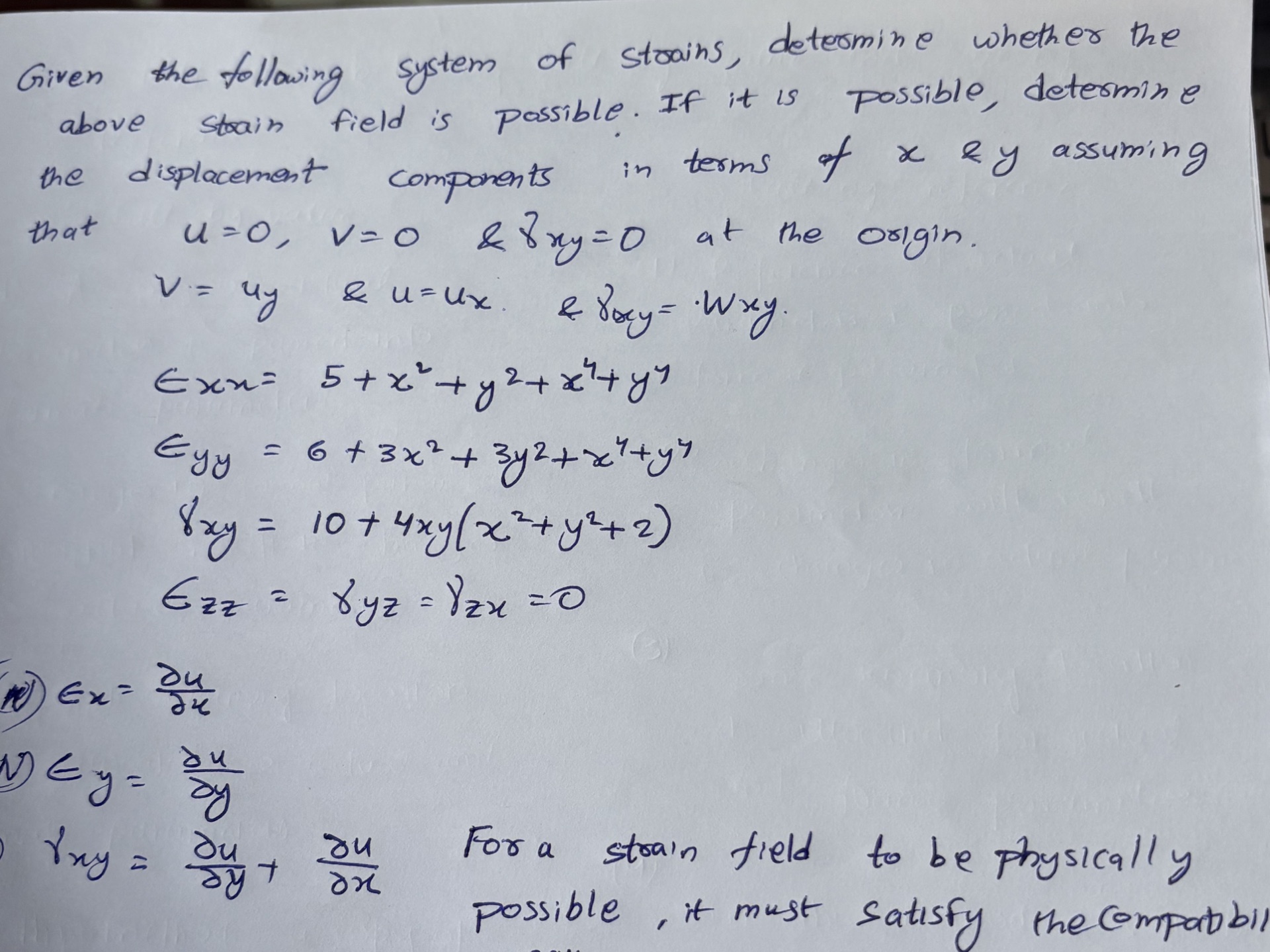 Given the following system of strains, | StudyX