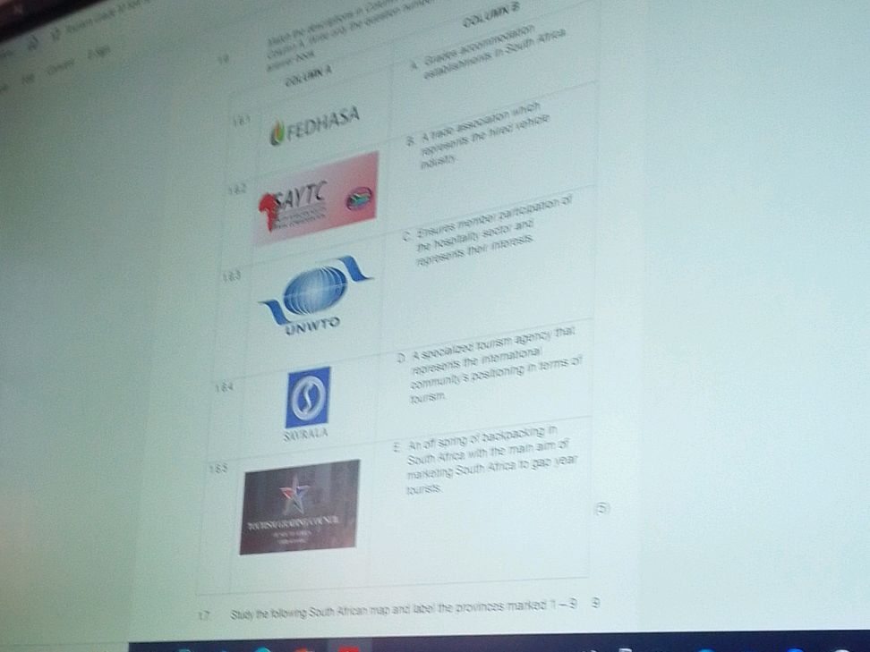 Match the descriptions in Column A with the | StudyX