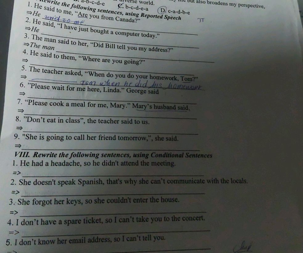 Rewrite the following sentences, using | StudyX