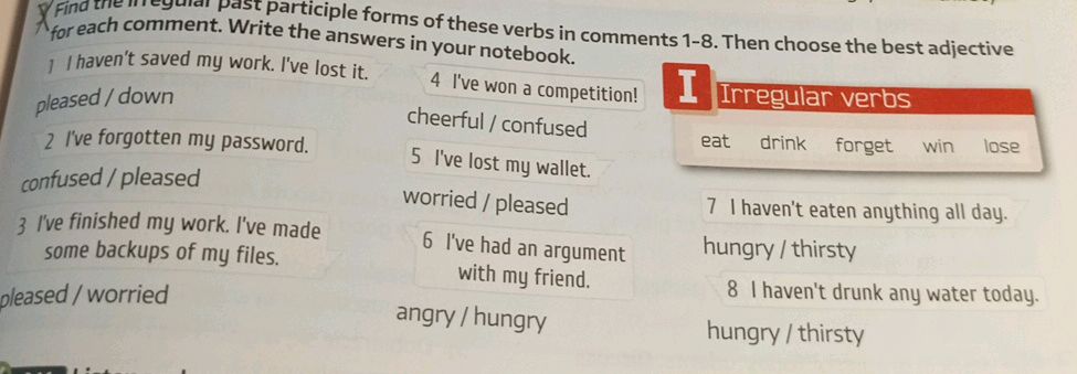 Find the past participle forms of these | StudyX
